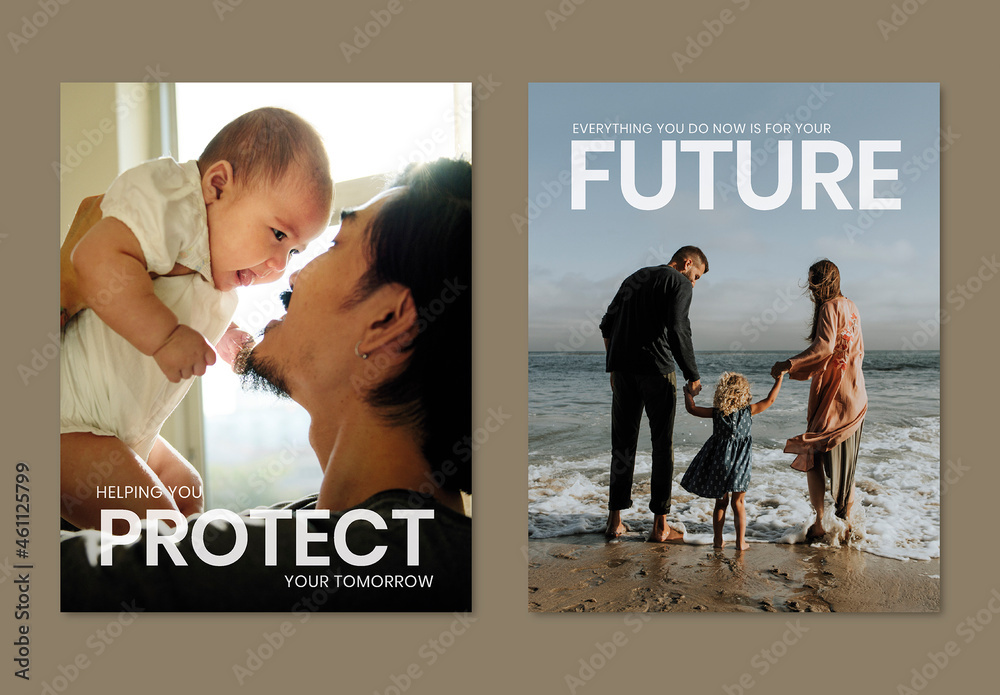 Printable Family Health Insurance Flyer Layout Stock Template | Adobe Stock