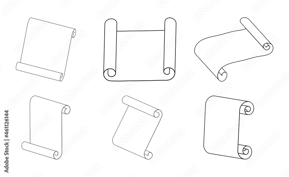 Parchment scroll outline design. Old paper blank manuscript. Vector ...