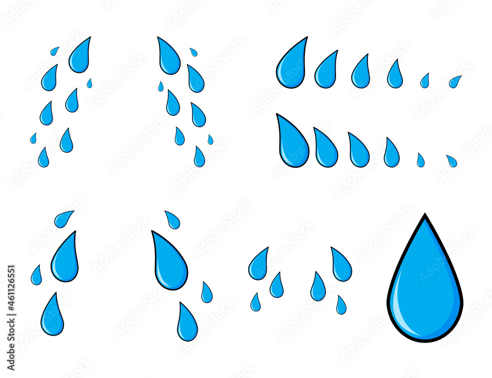 Tear, cry cartoon icon template. Blue sad expression symbol. Simple ...