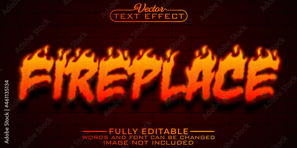 Fireplace Flame Editable Text Effect Template Stock Vector | Adobe Stock