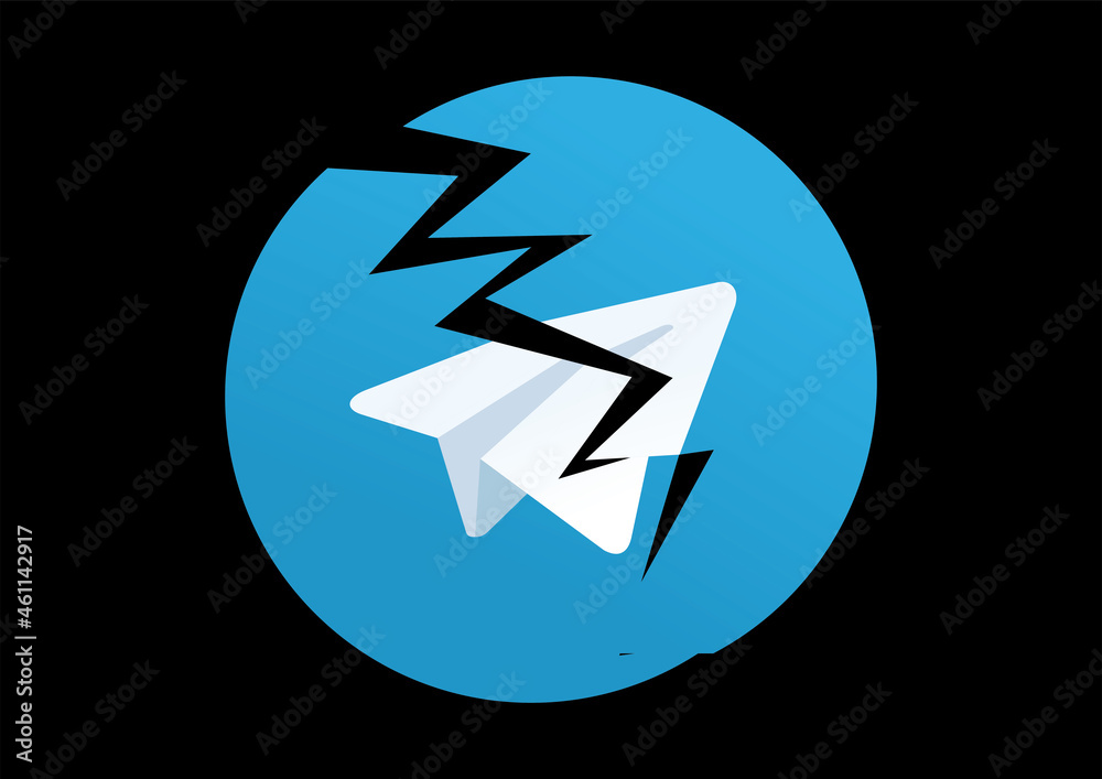 Tallinn, Estonia - October 5, 2021: Broken Telegram app logo. No access ...