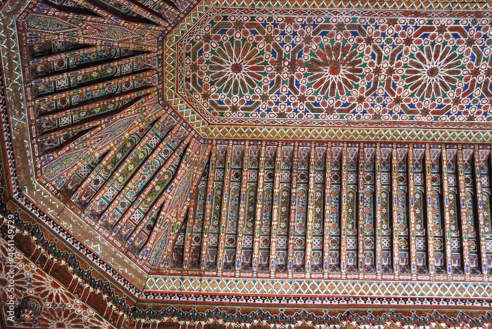 Artistic and traditional ceiling design in Morocco Stock Photo | Adobe ...