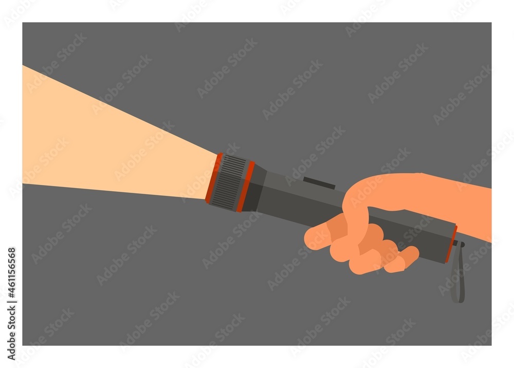 Hand holding torchlight. Simple flat illustration Stock Vector | Adobe ...