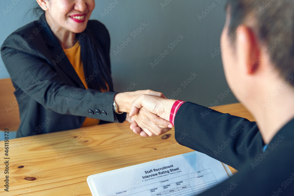Businessman job interview by human resource HR officer interviwing ...