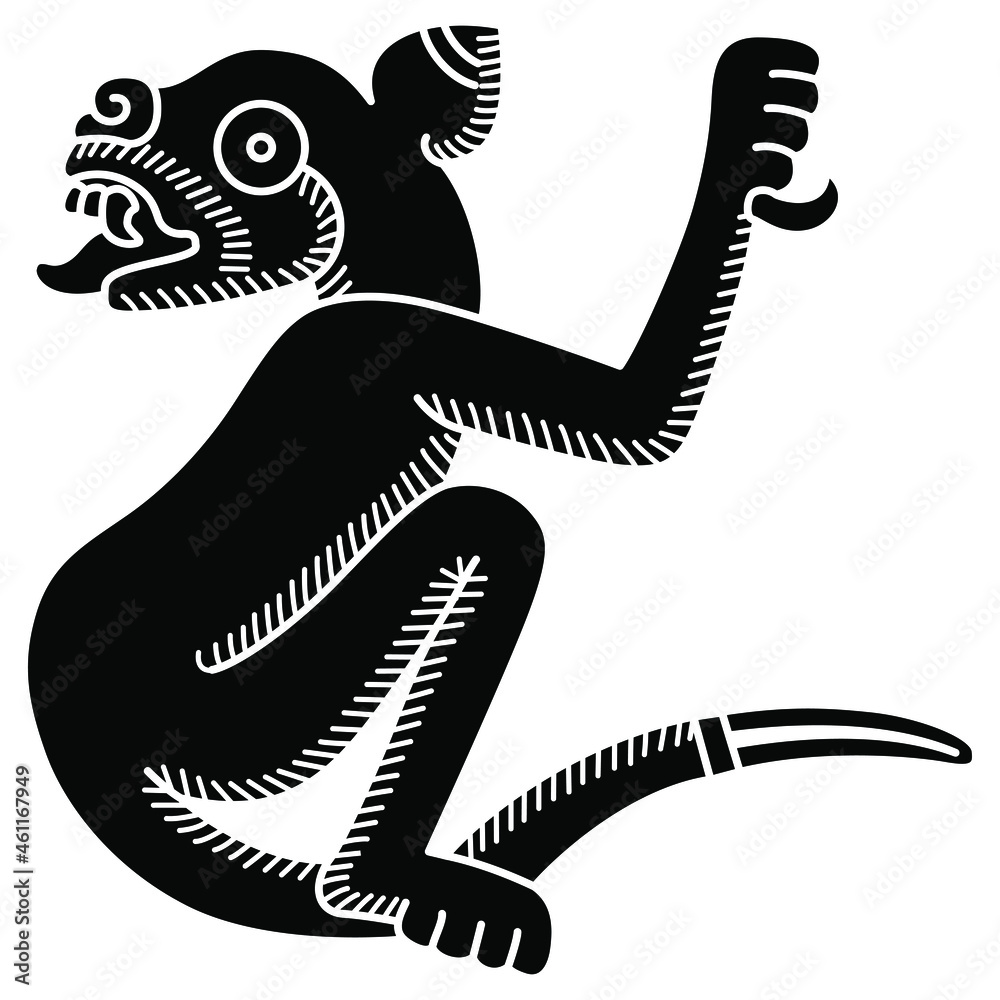 Fantastic animal. Stylized jaguar. Native American art of Aztec Indians ...