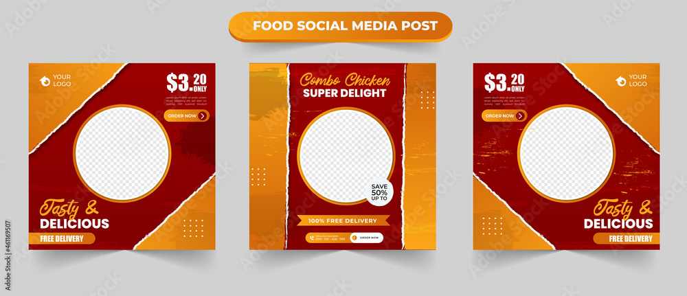 Cullinary tasty food restaurant menu in red and orange gradient brush ...
