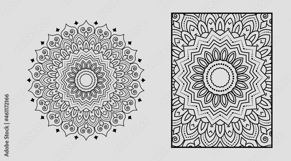 Mandala background design with Mandala coloring page Design Stock ...