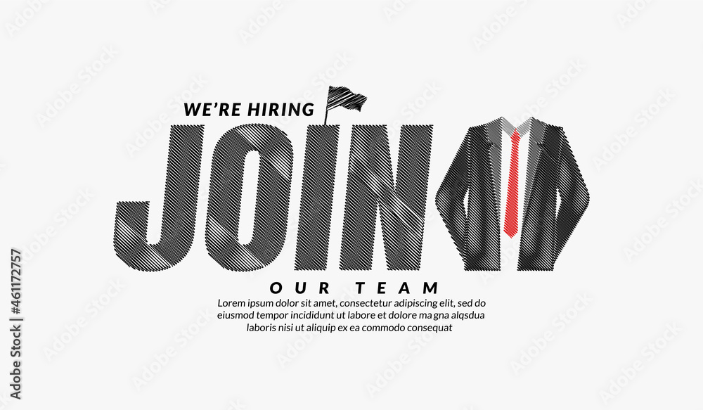 Join scribble text design background, job vacancy lettering typography ...