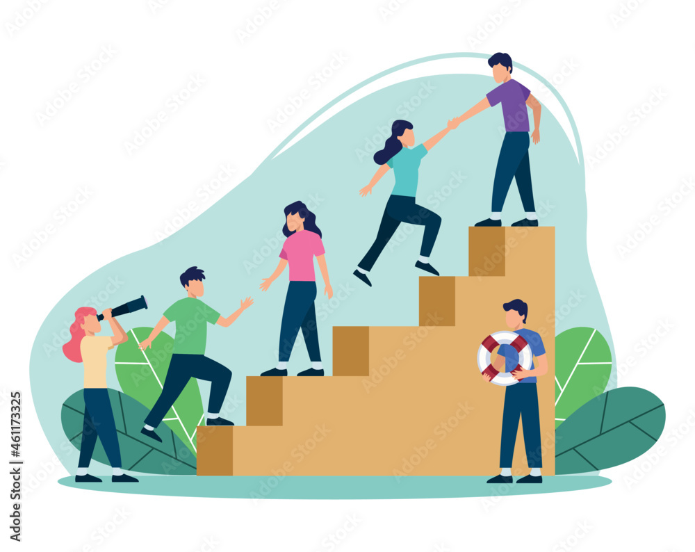 six support persons characters Stock Vector | Adobe Stock