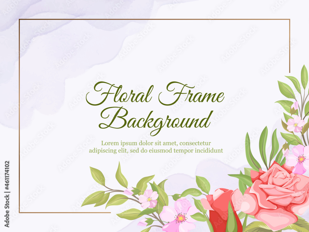 Floral Wedding Background Template Design Stock Vector | Adobe Stock