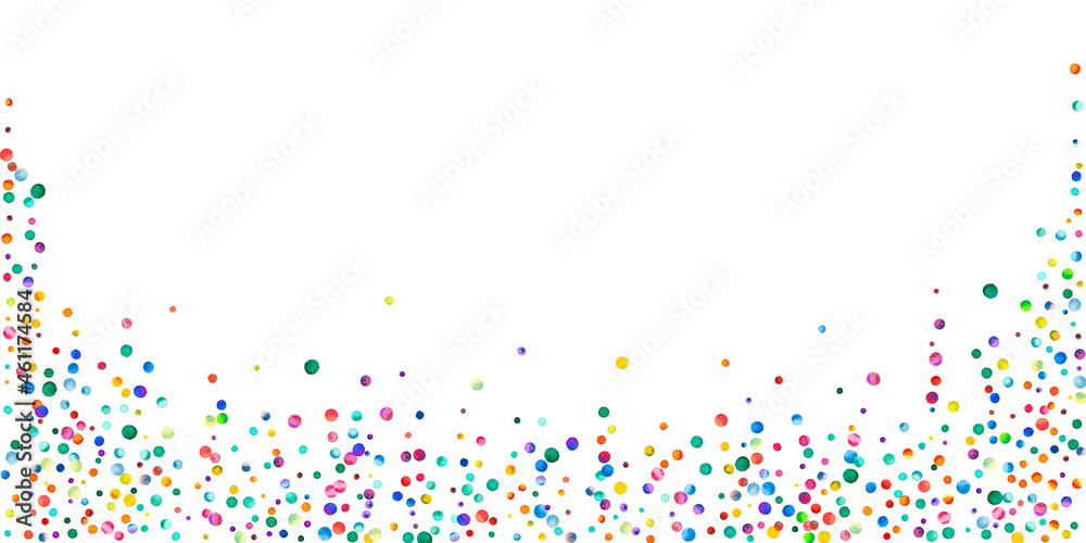 Watercolor confetti on white background. Adorable rainbow colored dots ...