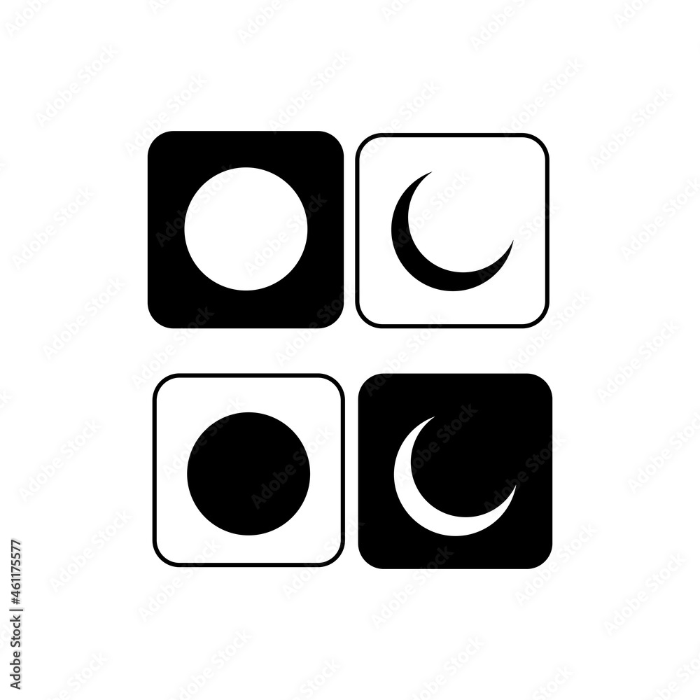 Simple sun and moon shape with dark and light mode. buttons. Stock ...