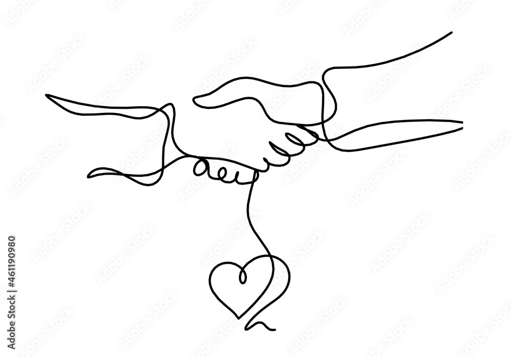 Abstract handshake as line drawing on white background. Vector Stock ...