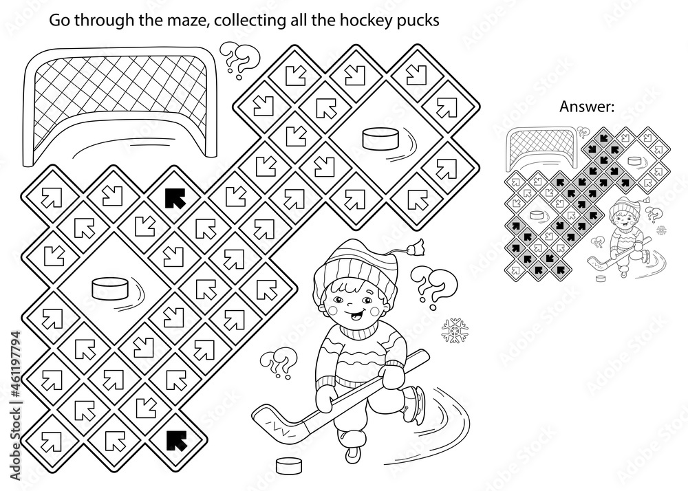 Maze or Labyrinth Game. Puzzle. Coloring Page Outline Of cartoon boy ...