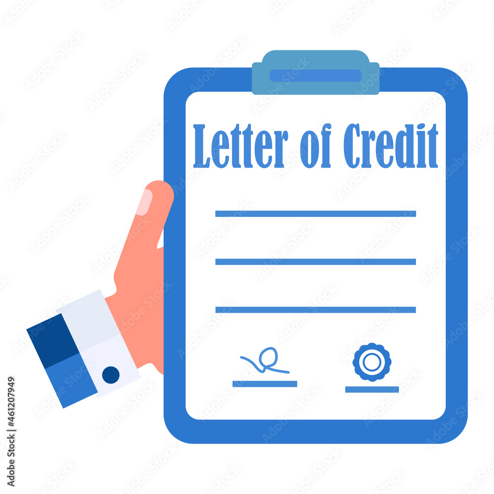 Letter of credit. Flat vector illustration isolated on white background ...