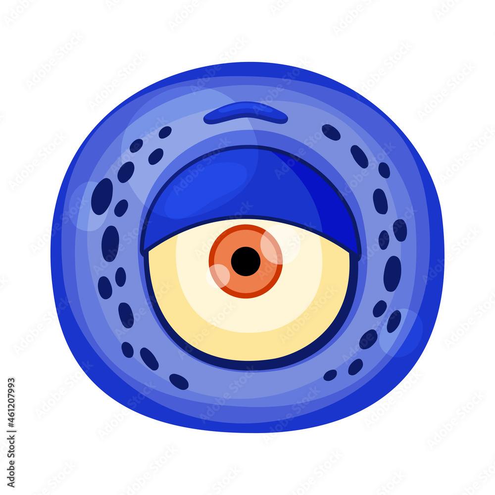 Angry cute flat cartoon round monster. Halloween funny face of monster ...