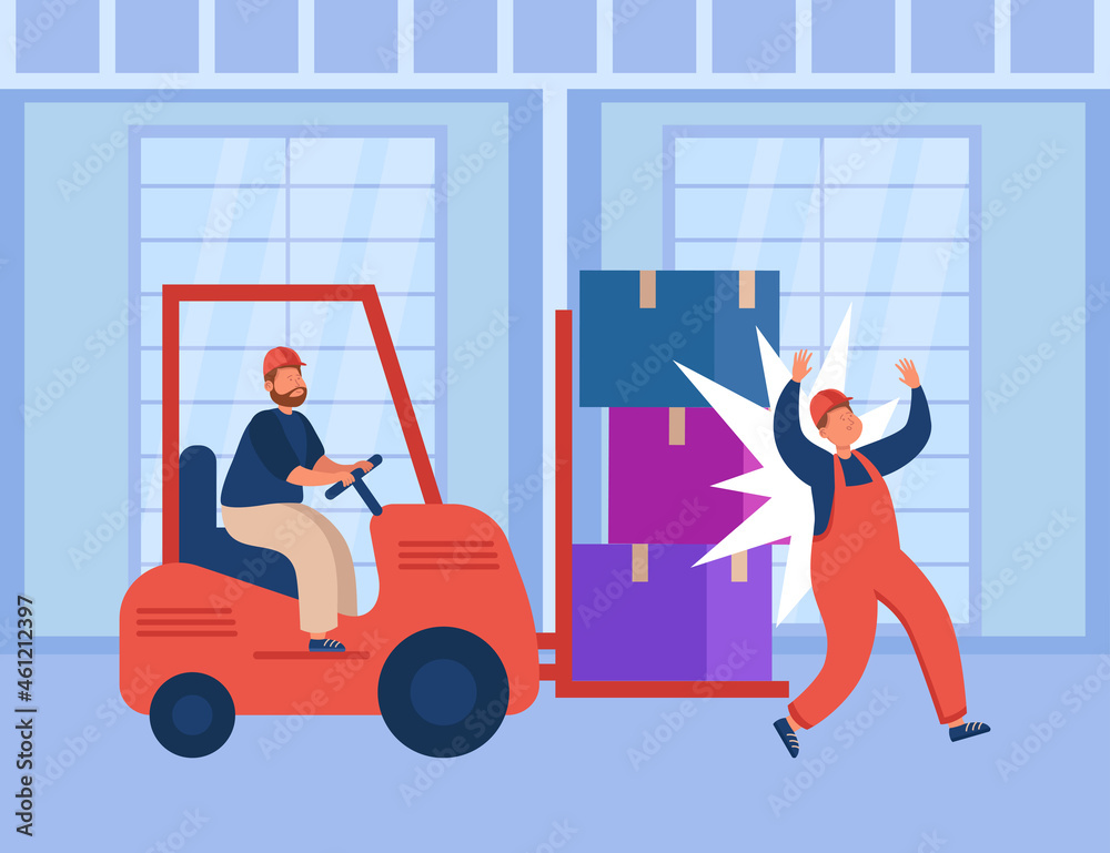 Factory accident with worker in warehouse. Injured male employee from ...