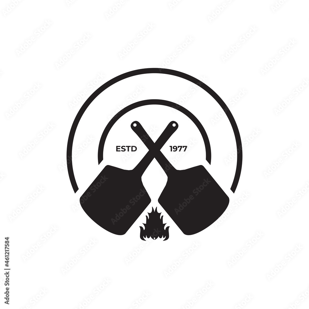 Black crossed pizza peel logo design Stock Vector | Adobe Stock