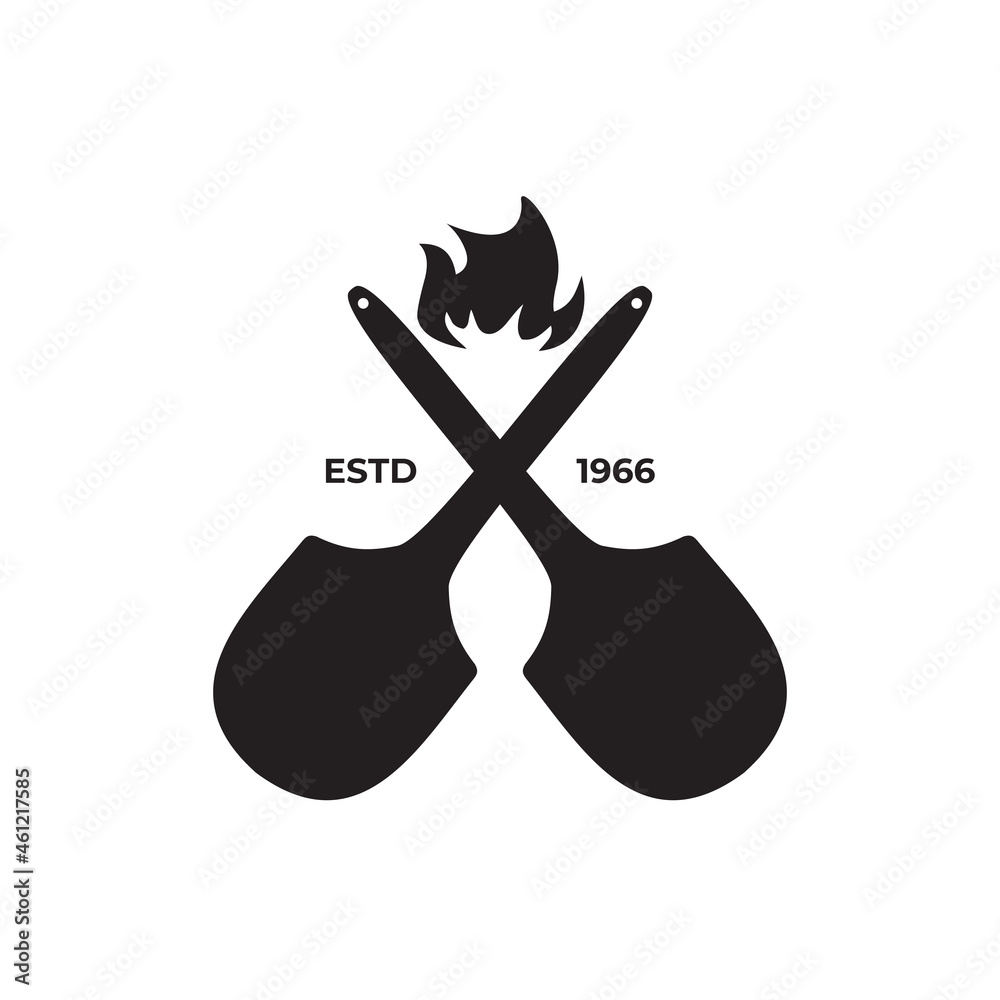 Black crossed pizza peel logo design Stock Vector | Adobe Stock