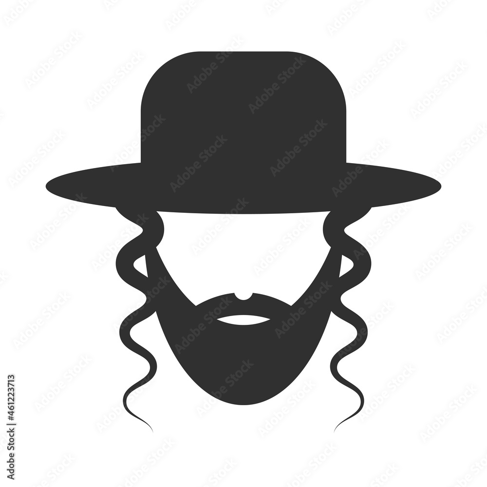 Rabbi icon in trendy design style. Jew icon on a white background ...