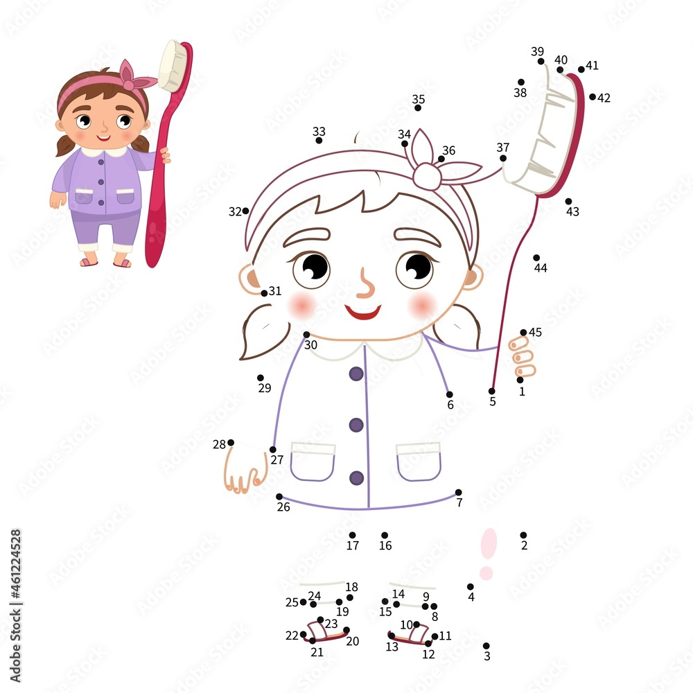 Educational game for kids. Dot to dot game for children. Cute cartoon ...