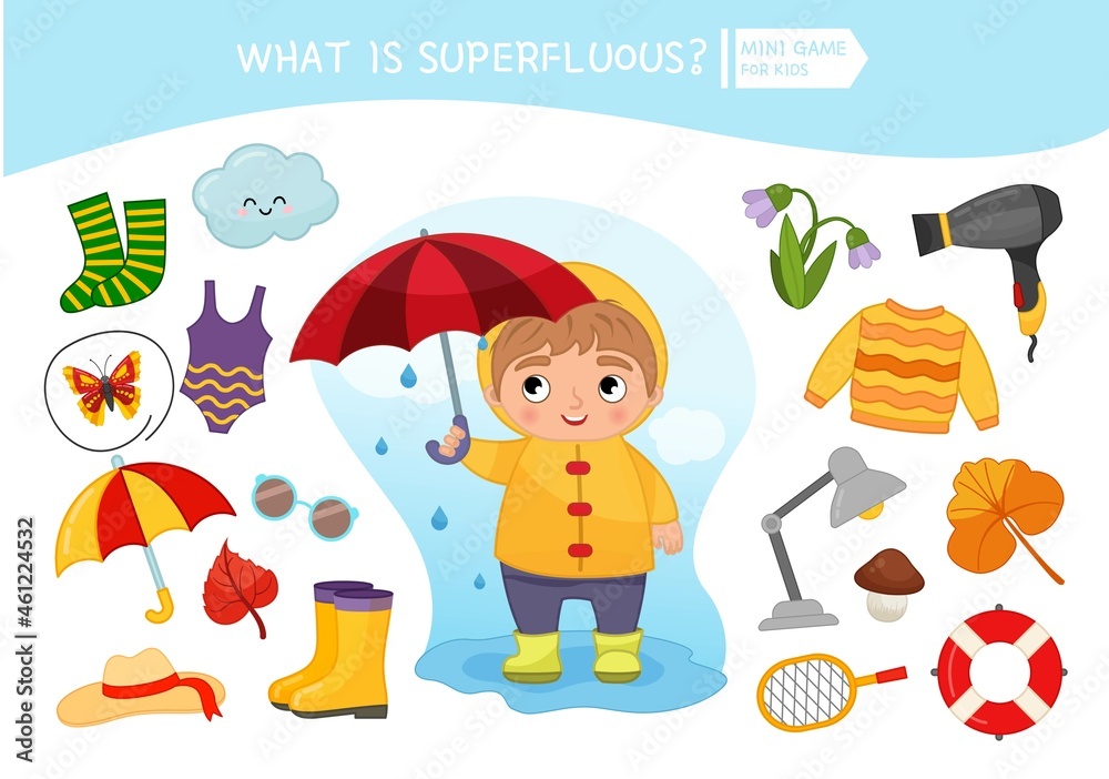 Educational game for children. Cartoon cute boy. Choose the correct ...