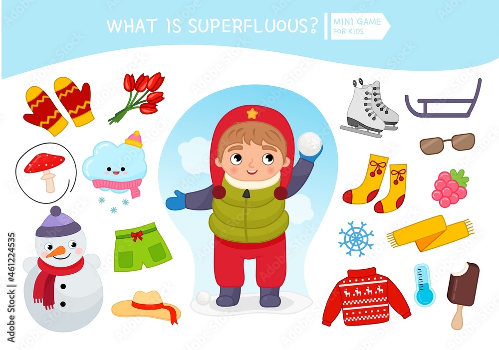 Educational game for children. Cartoon cute boy. Choose the correct ...