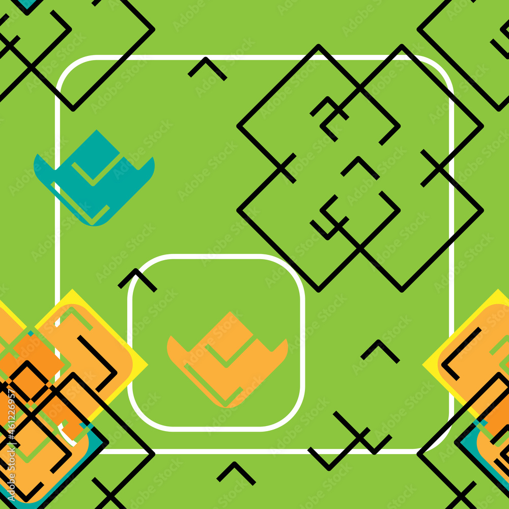 Abstract seamless pattern with randomly spaced lines and shapes. The ...