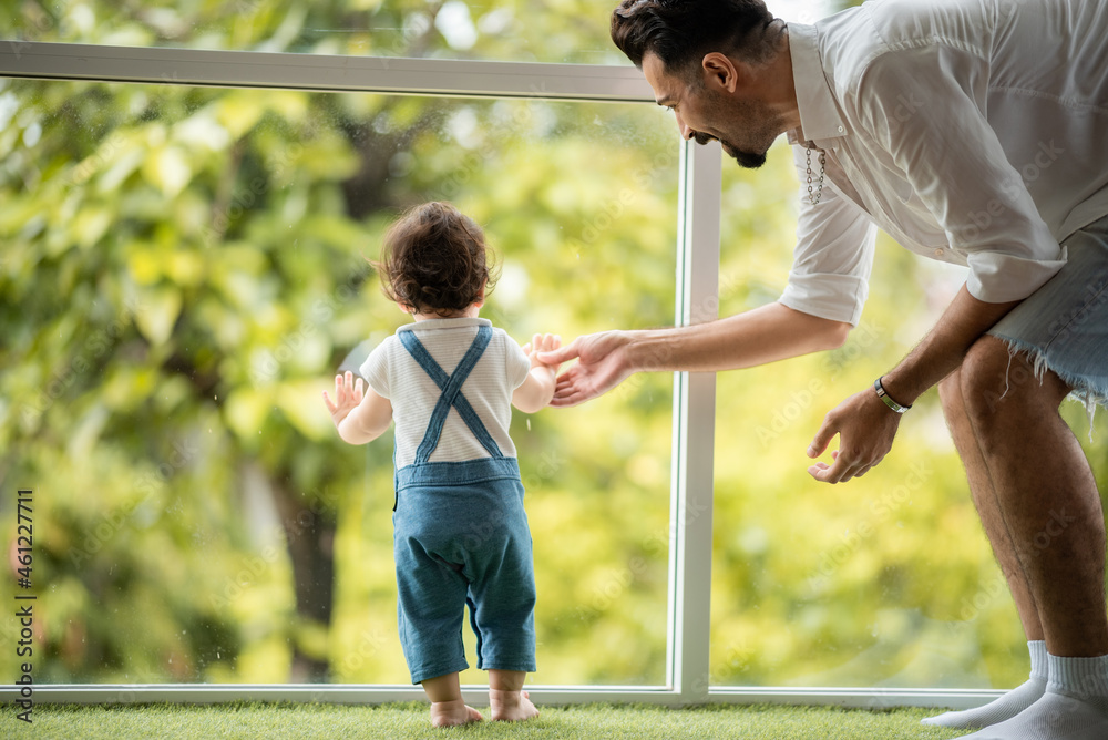 father help children baby to walk, childhood family people with little ...