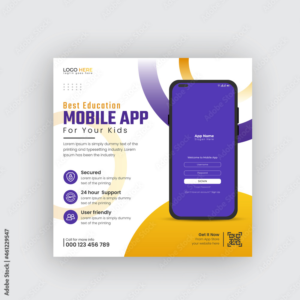 Mobile app promotion social media post instagram banner and web banner ...