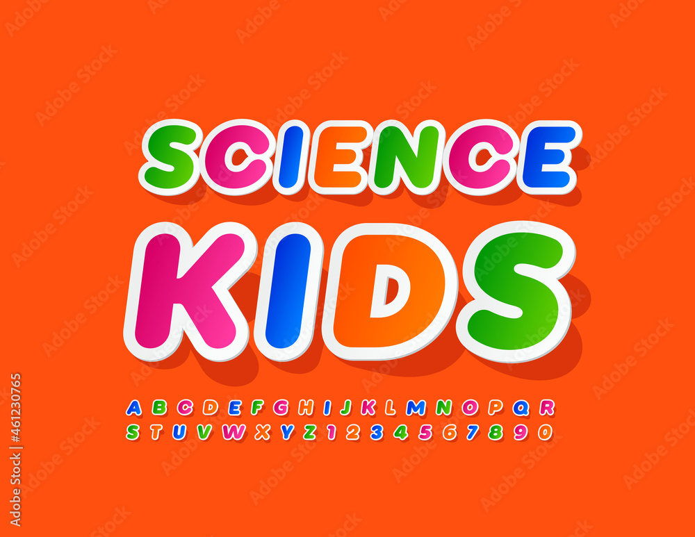 Vector Colorful Logo Science Kids. Modern Bright Font. Creative ...