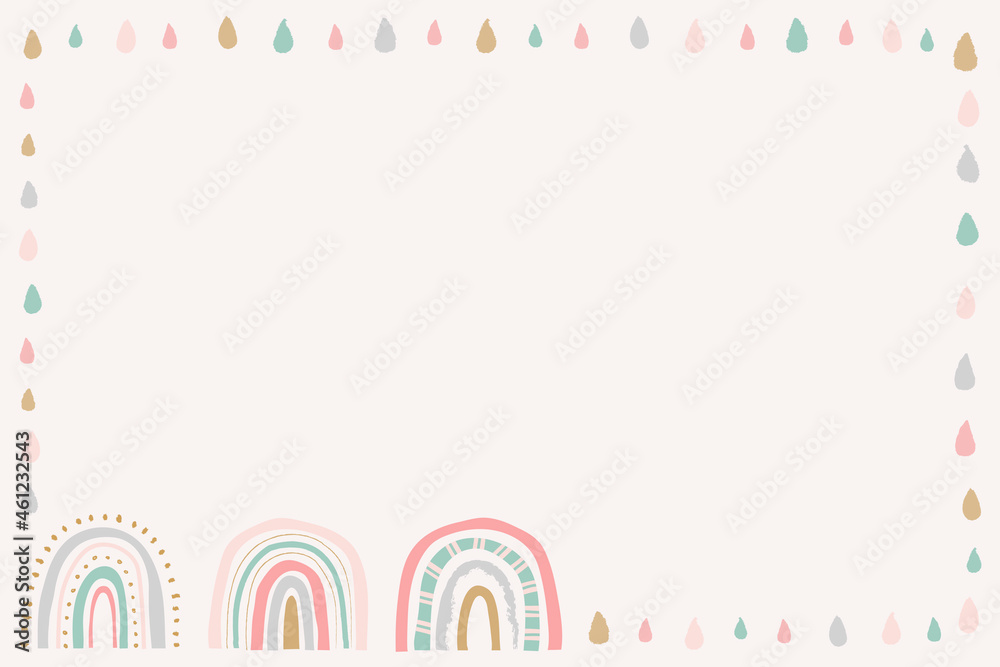 Rainbow frame, cute doodle border vector Stock Vector | Adobe Stock