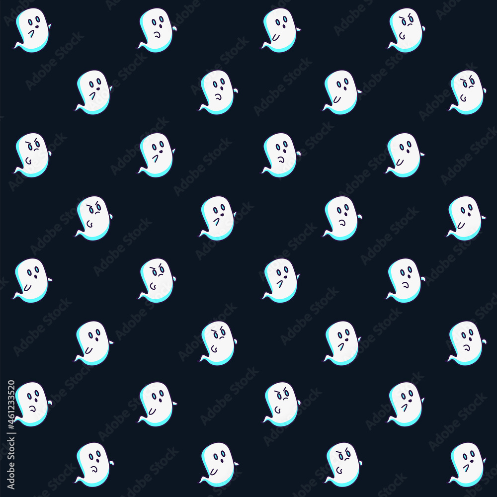 Cute Ghost Seamless Pattern - Amazing vector pattern of a cute little ghost suitable for ...