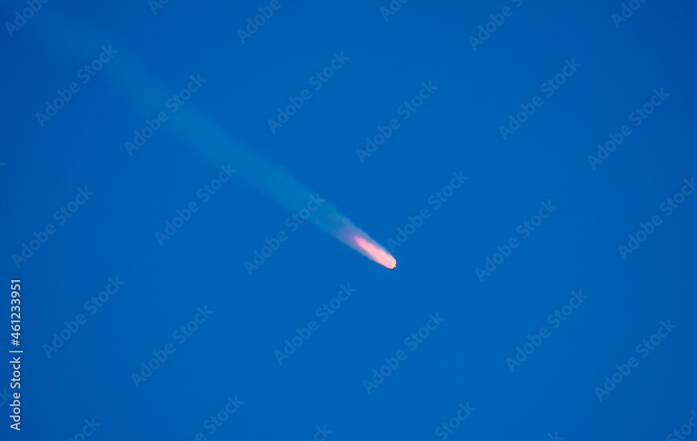 Falling rocket. The explosion of a rocket launcher and the fall of the ...