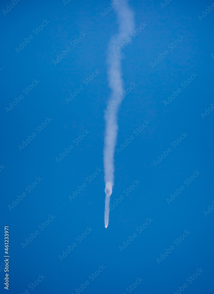 Falling rocket. The explosion of a rocket launcher and the fall of the ...