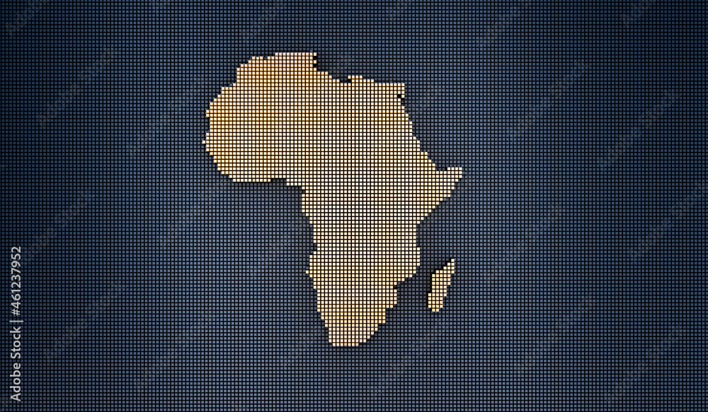 African map in a digital raster micro structure - 3D illustration Stock ...