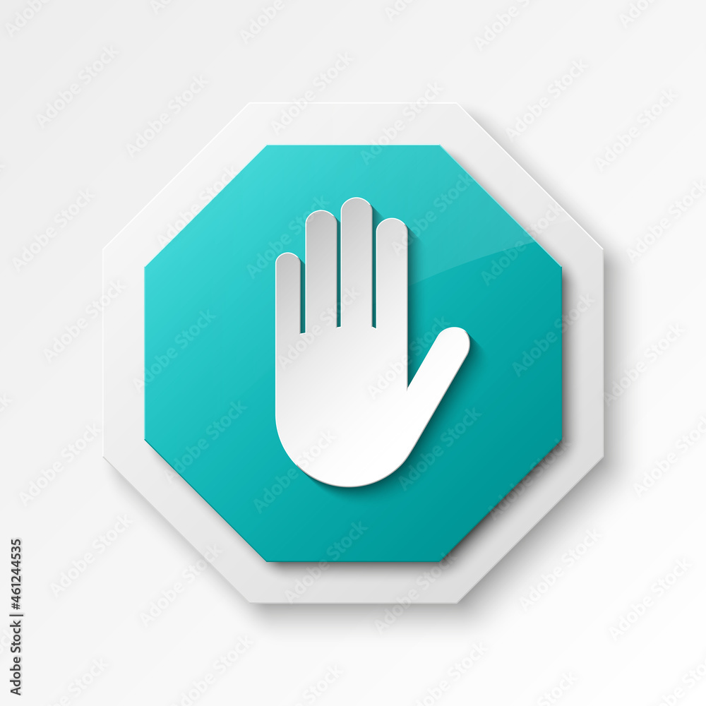 STOP palm icon, No entry icon, road sign, danger badge Stock Vector ...