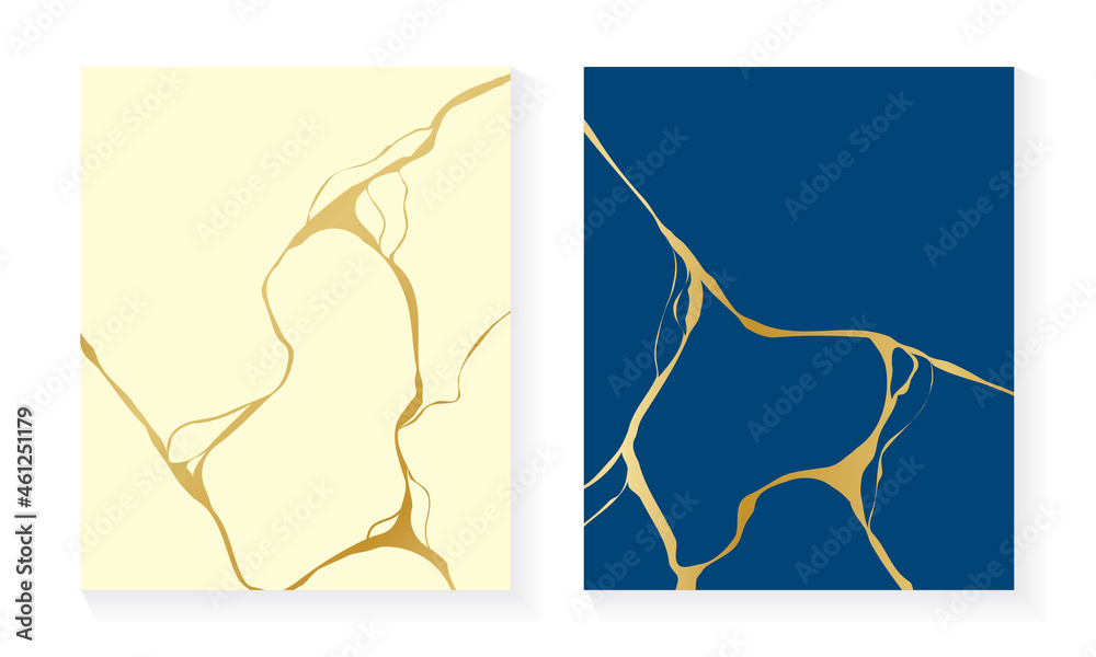 Kintsugi Abstract Broken Cracks Lines Vector Poster Design Stock Vector ...
