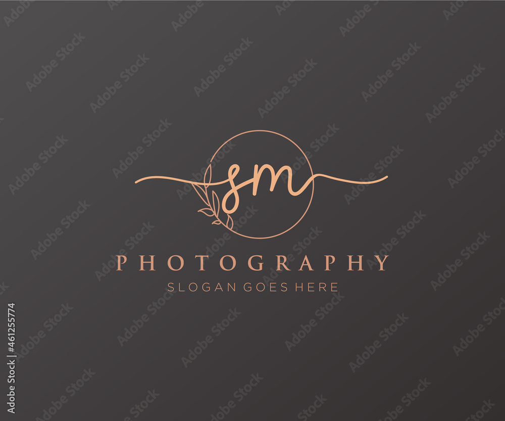 Initial SM feminine logo. Usable for Nature, Salon, Spa, Cosmetic and ...