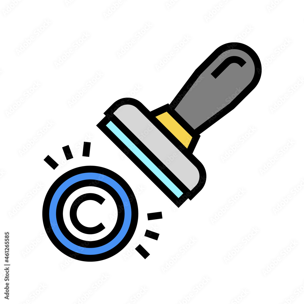 copyright symbol stamp color icon vector. copyright symbol stamp sign ...