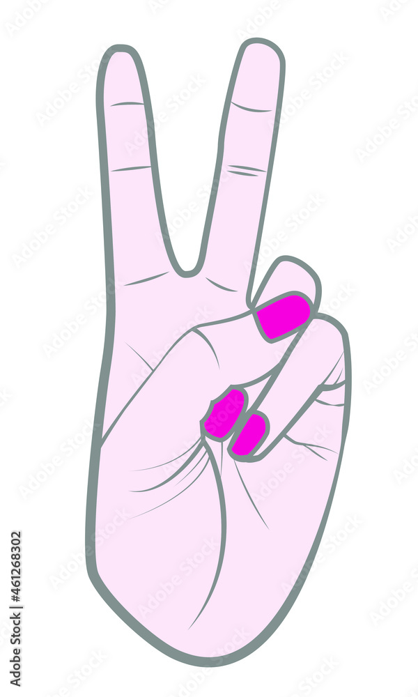 Girl Hand Peace Sign Nails