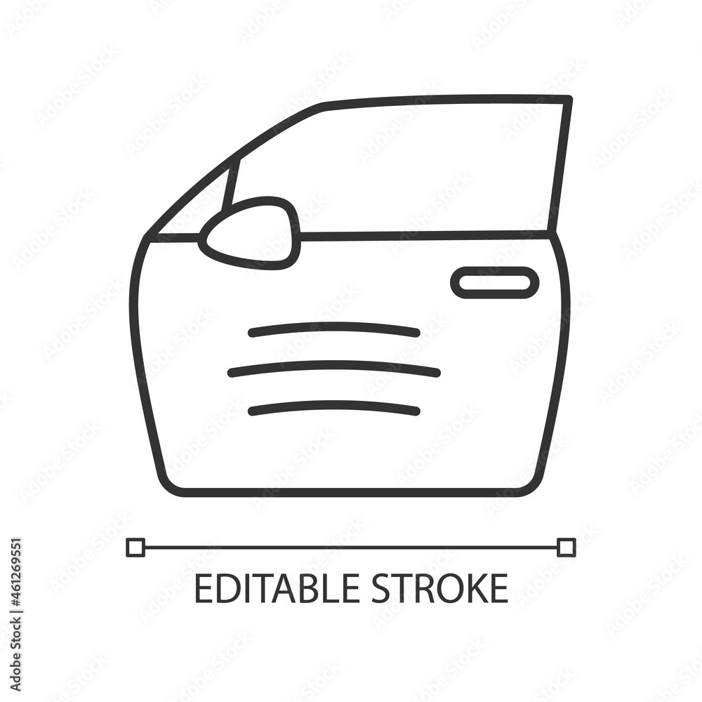 Paint scratch on car linear icon. Small dents on vehicle surface. Minor ...