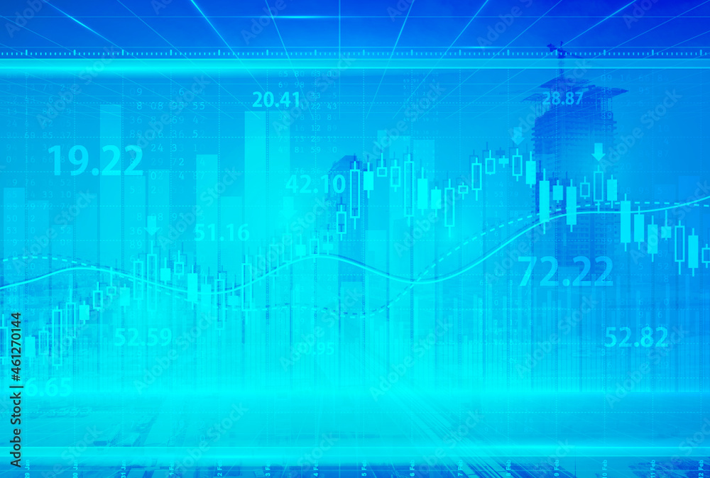 Stock market digital graph chart on LED display concept. A large ...