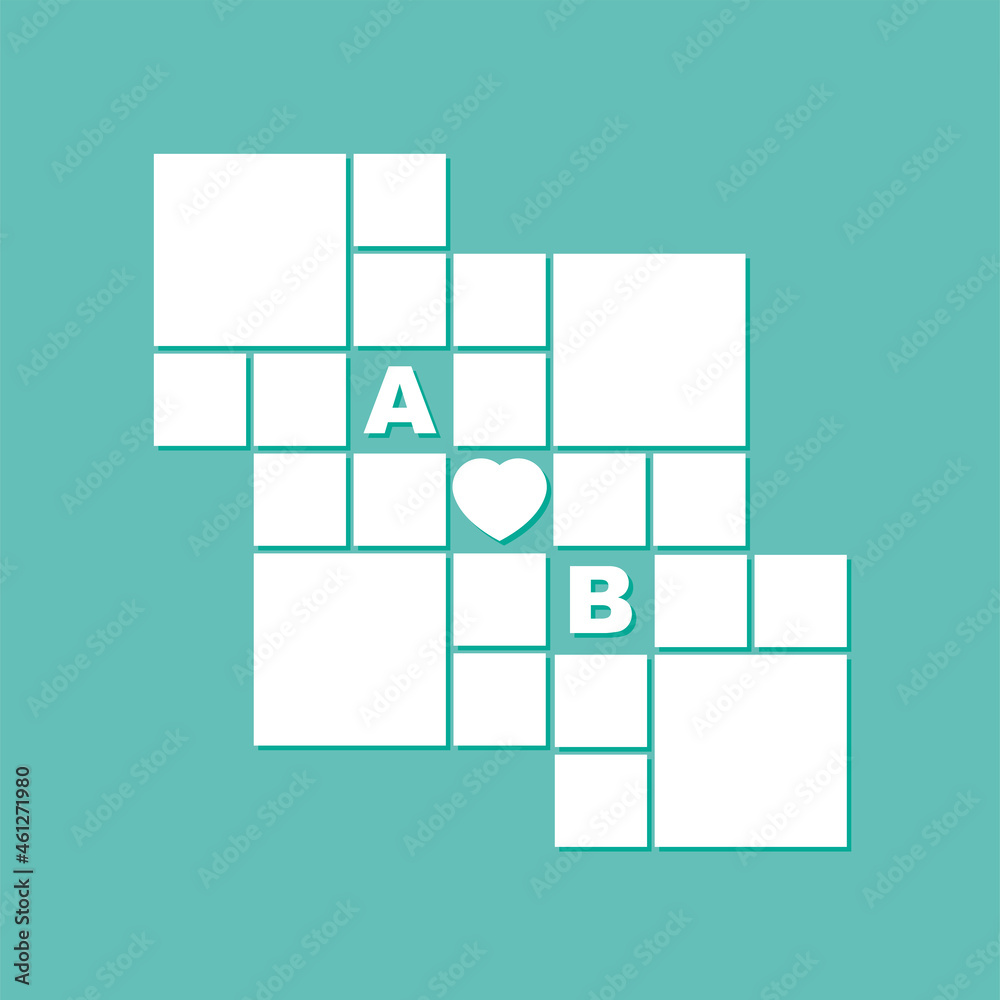 Family collage. Area of 4 large squares and 16 small squares. Family ...