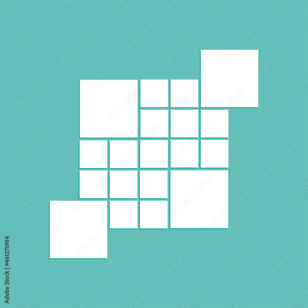 19 square collage. Family photo collage frames template. Vector collage ...