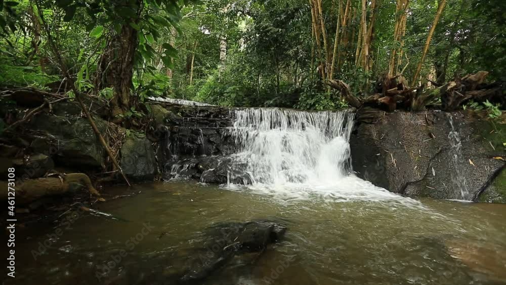 nature video background of water flowing through rocks, natural ...