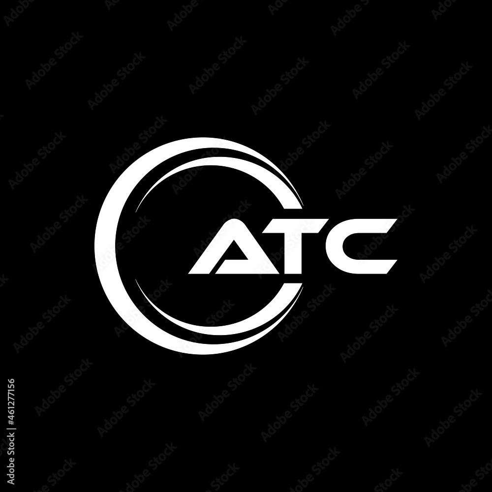 ATC letter logo design with black background in illustrator, vector ...