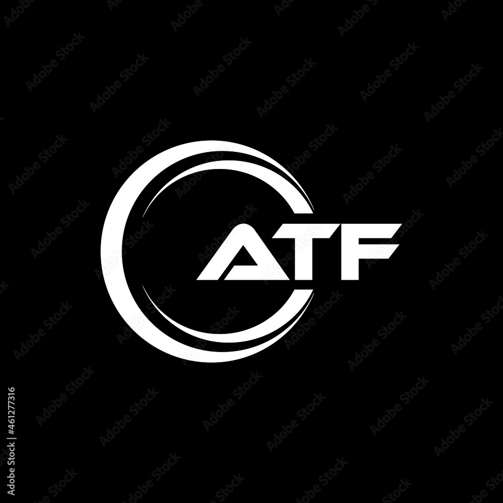 ATF letter logo design with black background in illustrator, vector ...