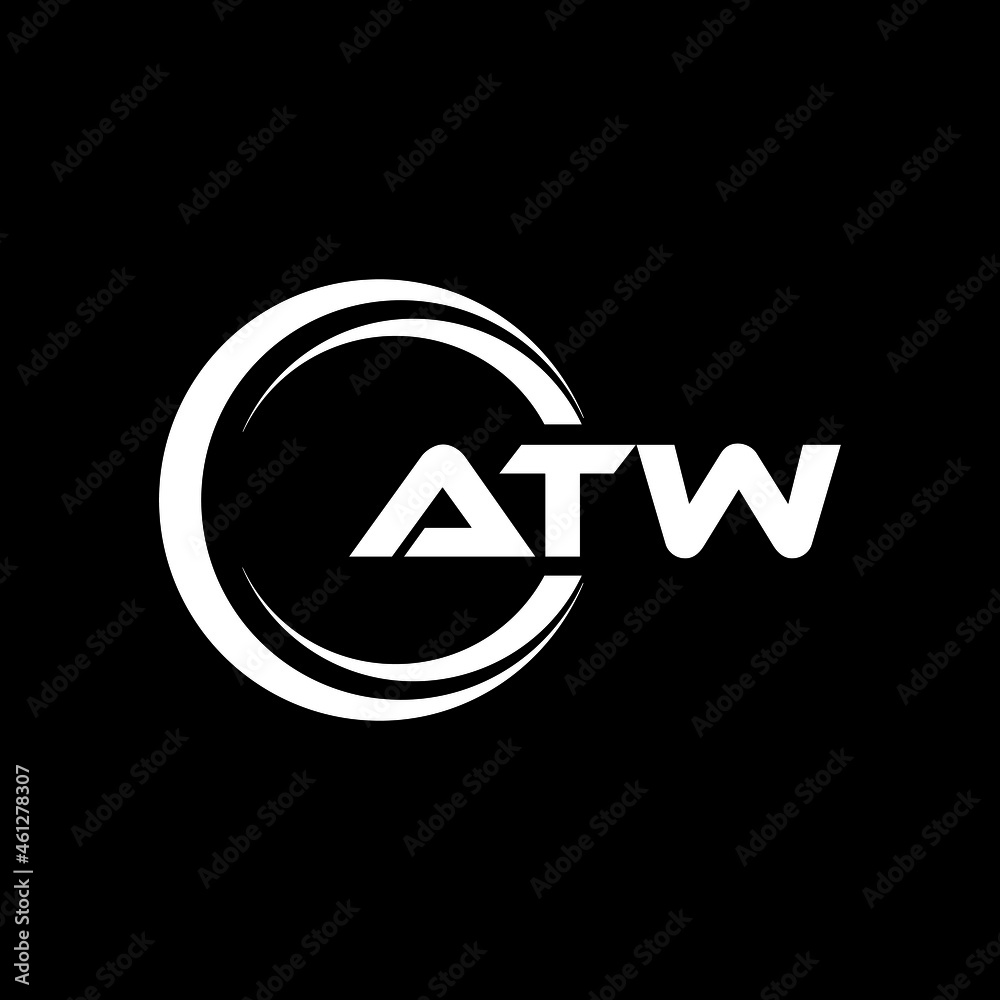 Vecteur Stock ATW letter logo design with black background in illustrator, vector logo modern ...