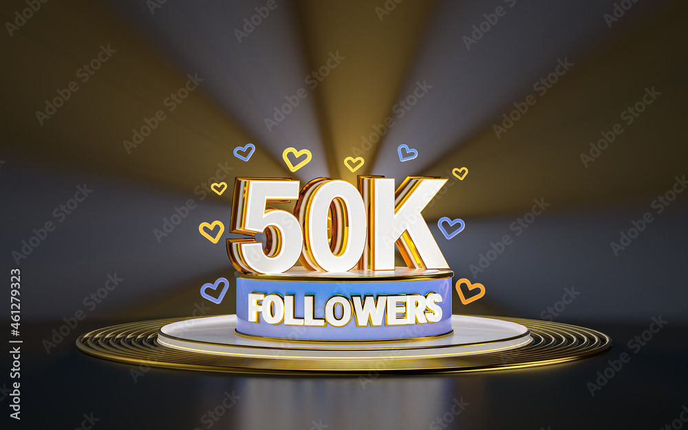 50k followers celebration, thank you social media banner with spotlight ...
